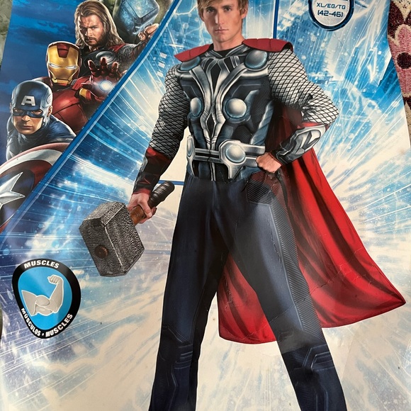 Holiday | Adult Thor Costume With Red Cape And Helmet Worn Once | Poshmark